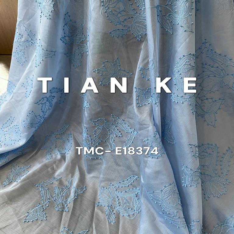 (TMC-E18374) Flower Decorated with 3D Little Dots on Poly Tencel ...